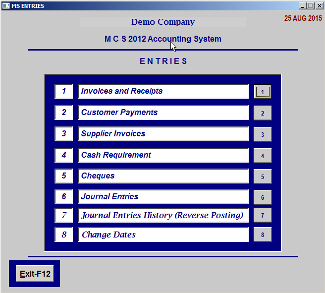 MCS Office Solutions - Registry Menus